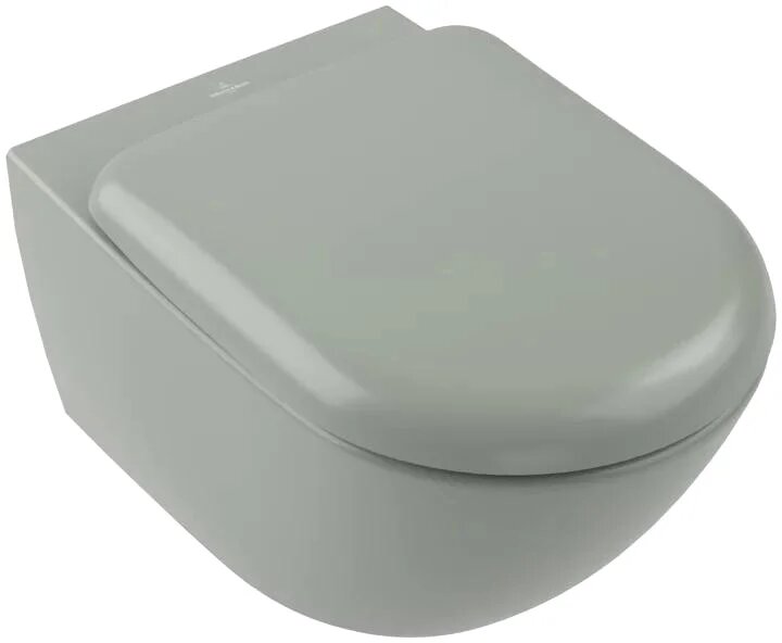 Унитаз подвесной Villeroy & Boch Antao с микролифтом, безободковый, без бачка, антивсплеск, фаянсовый, зеленый, матовый, овальный, сиденье для унитаза в комплекте
