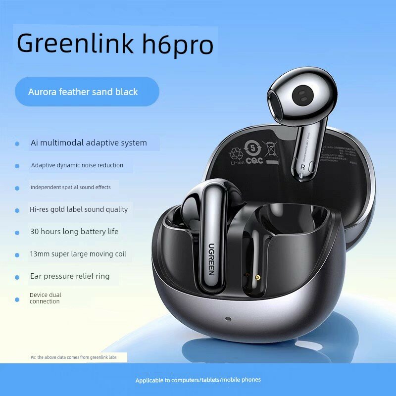 Ugreen H6 Pro беспроводные наушники Bluetooth с шумоподавлением, истинно беспроводные, вкладышевые, цвет аурорный