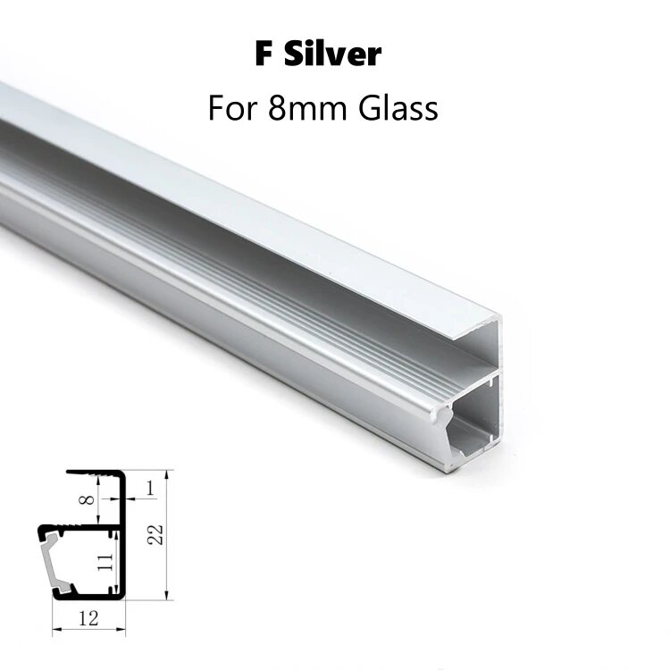 Алюминиевый профиль для светодиодных лент Glass Layer для стеклянных полок шкафов толщиной 5 мм, 8 мм, 10 мм, 12 мм, скрепляющих клипсовых ламп, подсветки витрин, барных светодиодных лент
