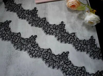 Черное кружево волнистое 3 метра, Цвет: E black