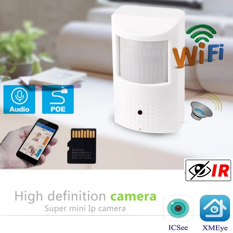 XMEY ICSEE 5MP POE WIFI камера с аудио 940 нм невидимый ПИР ночное зрение HD мини-индoorная LED ИК охранная ККТ система видеокамера-