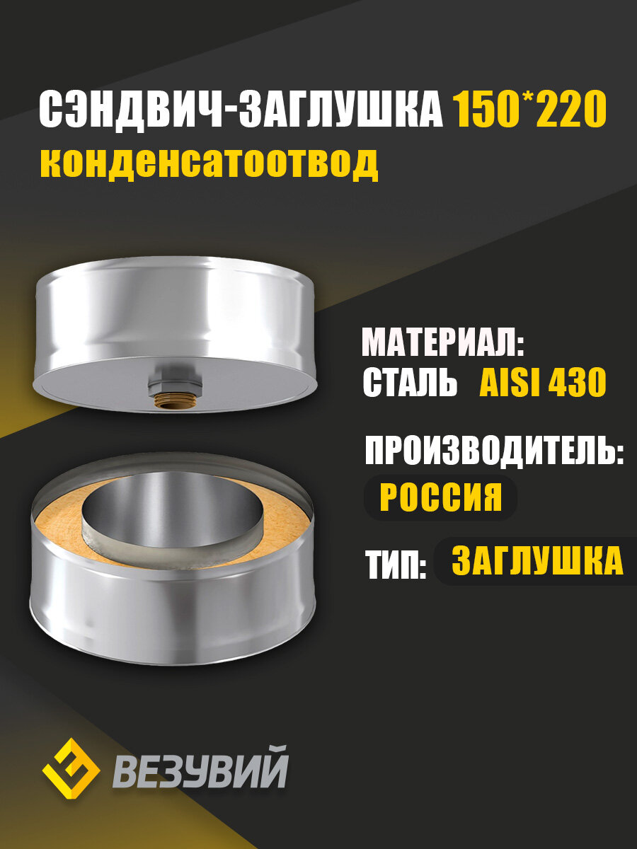 Сэндвич-заглушка конденсатоотвод (430 0,5мм) д.150х220