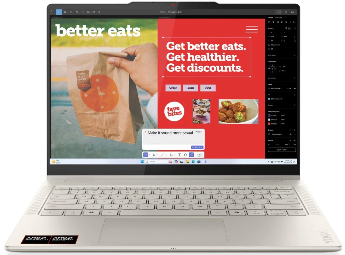 Ноутбук Lenovo Yoga 7 14AKP10 14" OLED, Ryzen AI 5 340, 24GB, 1TB SSD, AMD Radeon, Win11 Pro, beige (83JR0060RK_Win11P)