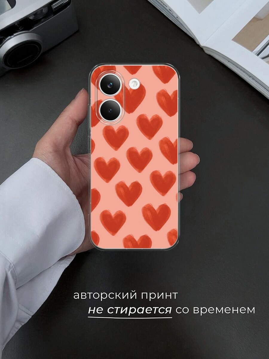 Чехол на Poco X8 Pro / Поко X8 Про с принтом Алые сердца паттерн — фото 1