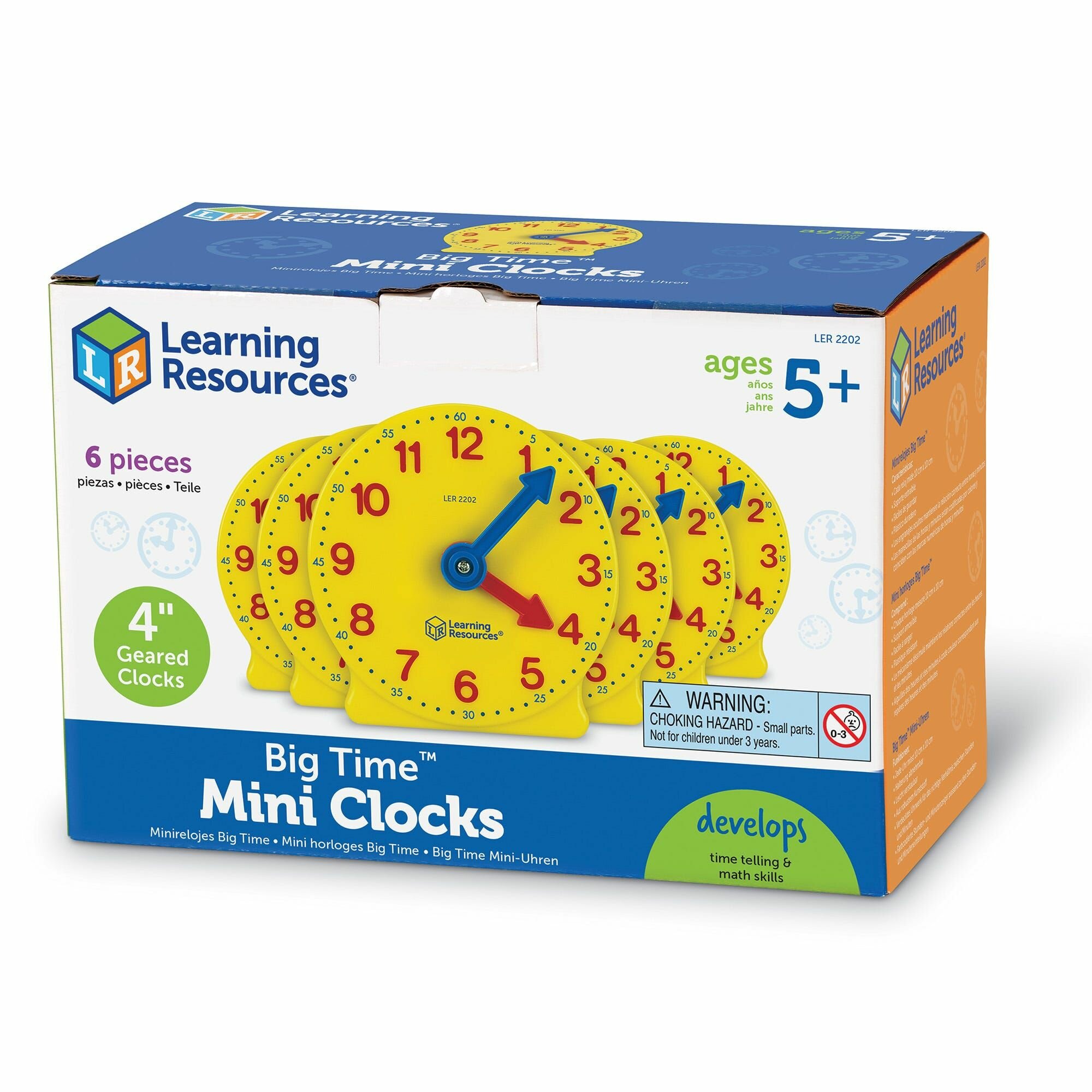 Развивающая игрушка Learning Resources - Набор для изучения времени Big Time Mini-Clocks, 6 эл. - LER2202