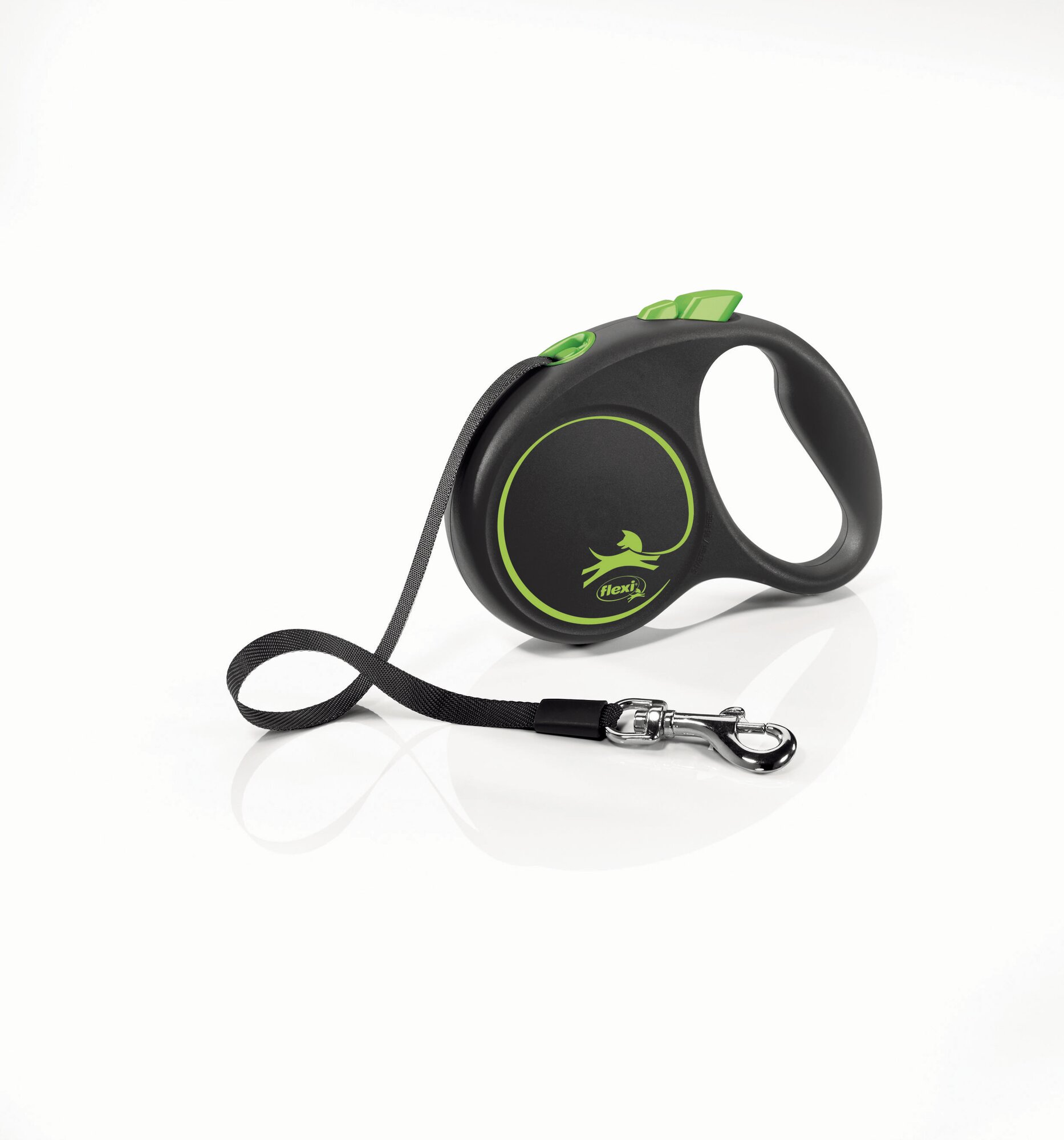 FLEXI Рулетка BLACK DESIGN S ремень 5 м до 15 кг, зеленый
