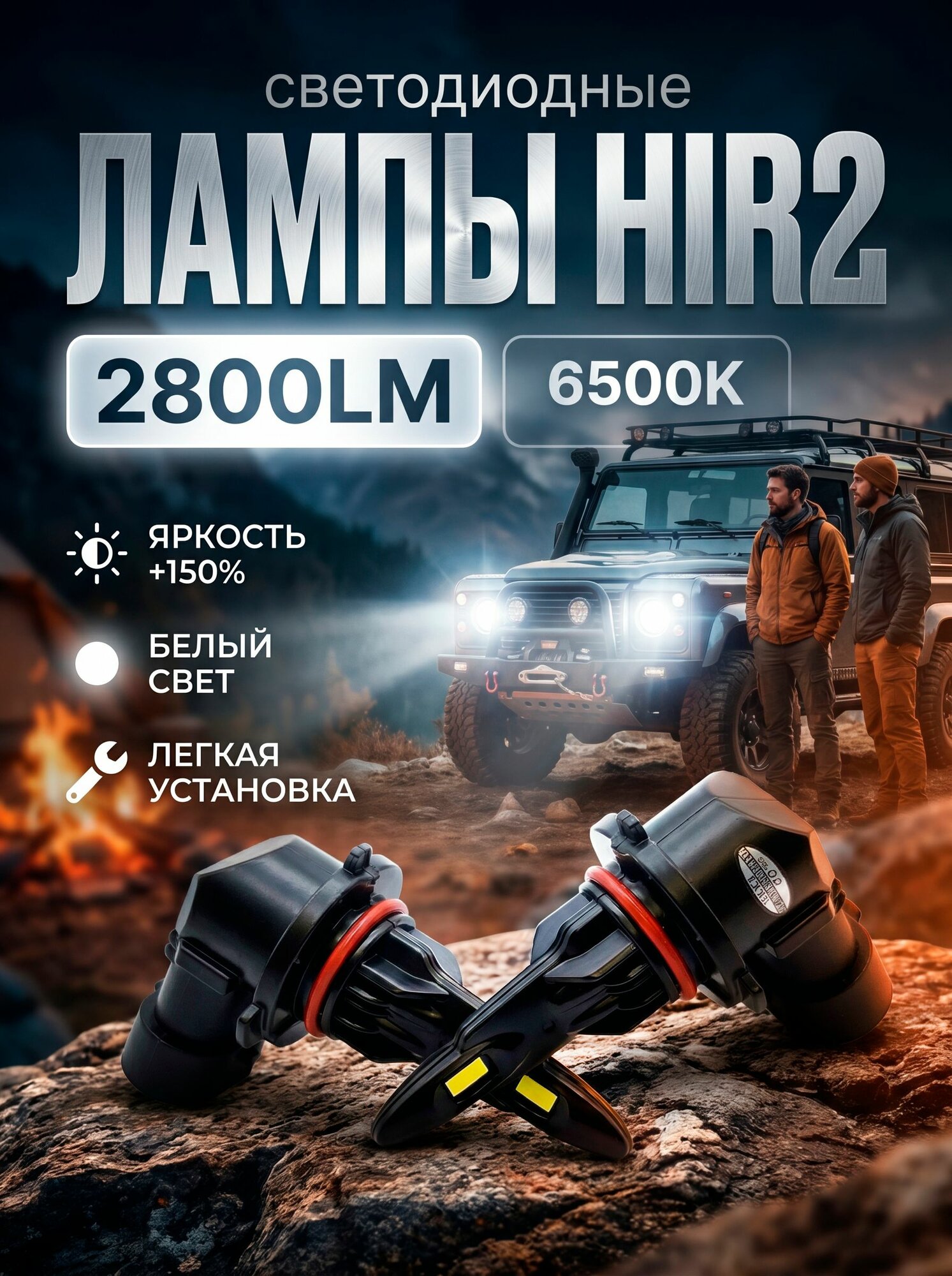 Светодиодные лампы HIR2 LED для фар Toyota RAV4 4 XA40 / led лампы hir2 на Тойота РАВ4 4 ХА40
