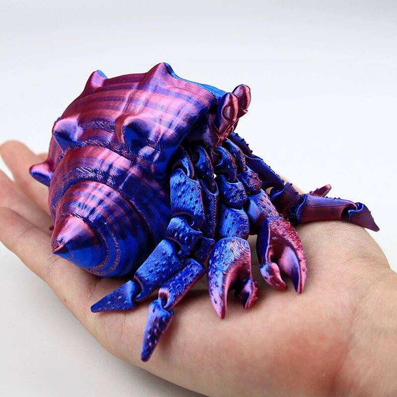 18 см 3D-печатная игрушка-краб с съемной раковиной, подвижные суставы, красно-синий краб для детской декорации