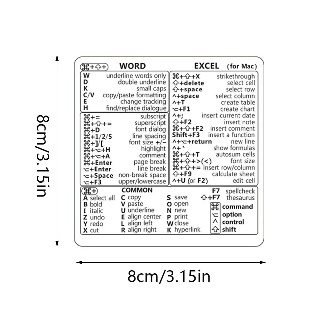 Наклейки на клавиатуру WORD EXCEL C, Windows/MacBook
