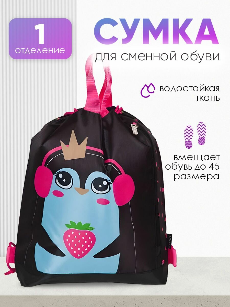 Сумка для сменной обуви и спортивных секций "deVENTE. Pinguin" 38x43x9 см, водоотталкивающая ткань