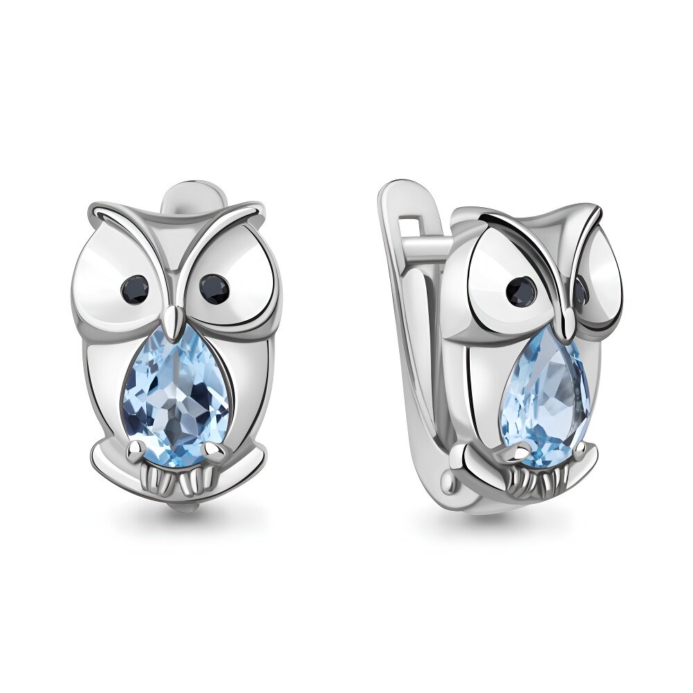 Серьги, серебро, 925 проба, топаз, кристалл
