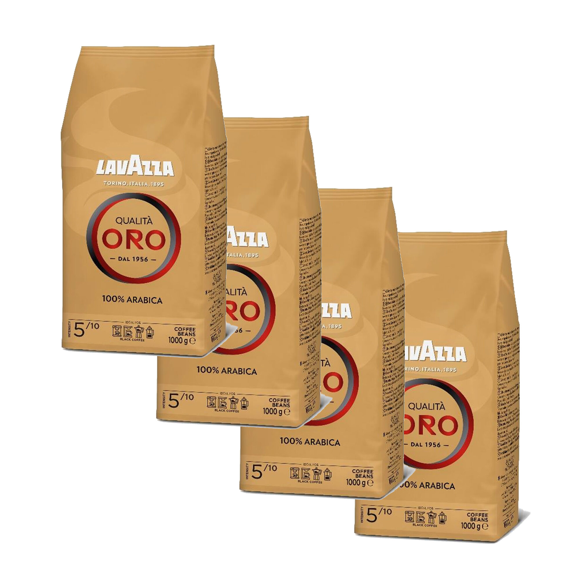 Кофе в зернах "Lavazza Qualita Oro", натуральный, 1кг, 4 упаковки