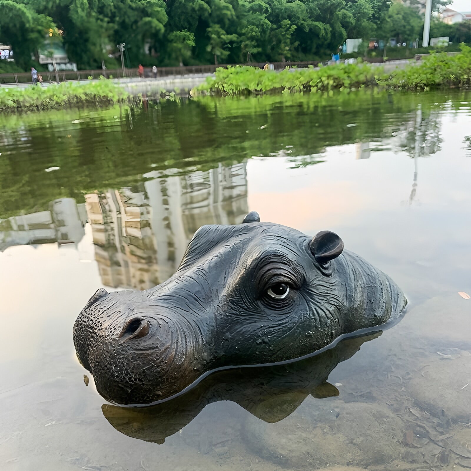 Фигурка для сада и пруда в виде плавающего бегемота, украшение для водоема