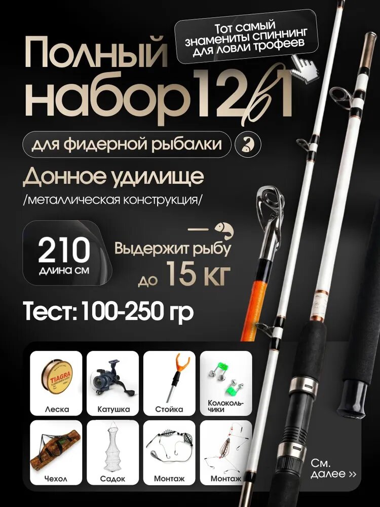 Спиннинг для рыбалки 210 см 2 шт. Донное удилище 210 см