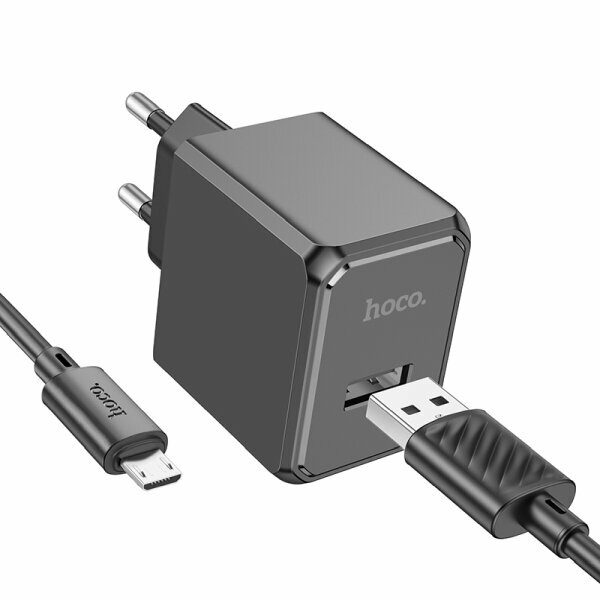 Зарядное устройство HOCO, для телефона, с кабелем micro USB, 10,5W, черное