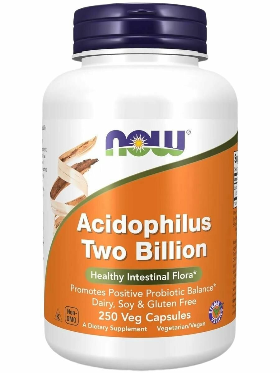 Нау Ацидофилус, Now Acidophilus Two Billion, Пробиотики, 250 капсул