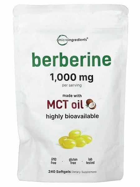 Берберин, 240 капсул (250 мг в 1 капсуле), Micro Ingredients