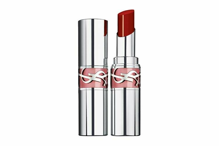 Губная помада женская SAINT LAURENT Round Tube Silver Pink Tube Glossy Natural Nourishing 3.2G, оттенок # 80 Crystal Clear Tomato