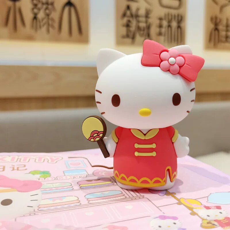 Оригинальная фигурка Sanrio Hello Kitty, милая кошечка-украшение, коробка-сюрприз. Серия фигурок "Переодевания" -