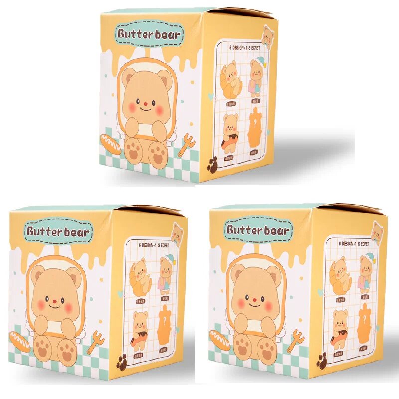 Кукла-сюрприз Butter Bear, фигурка Milky Bear, милый настольный/автомобильный декор, подарок для девочек [Три случайных