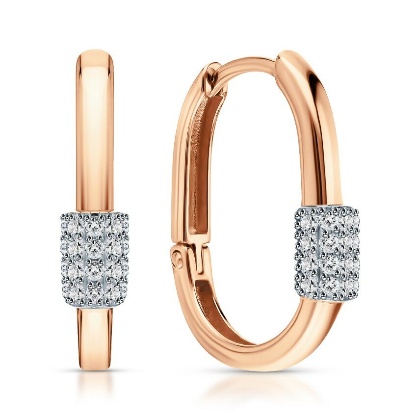 Серьги, золото, 585 проба, фианит