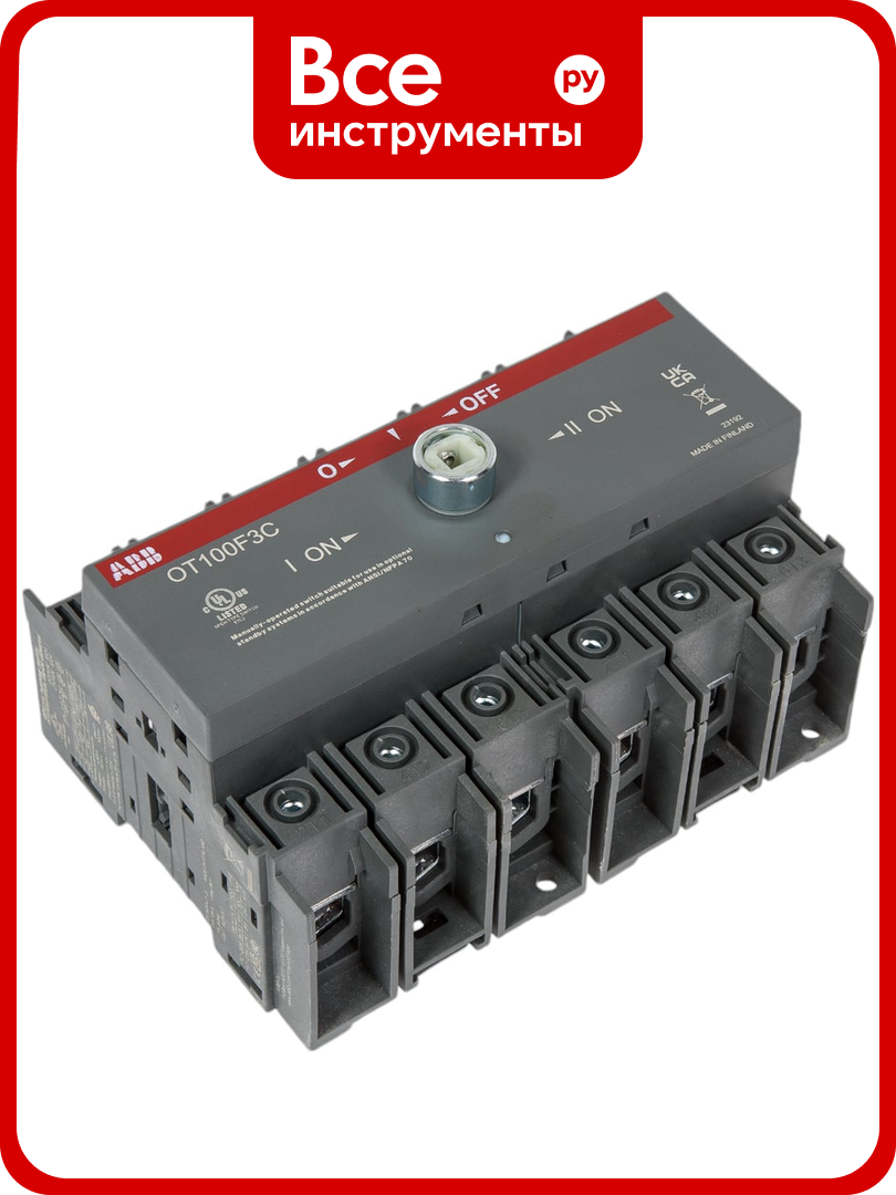 Реверсивный рубильник ABB OT100F3C 1SCA105008R1001, модульный пластик, черный корпус, защита