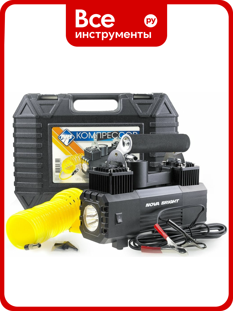 Компрессор АК-65 Nova Bright двухпоршневой, до 65 л/мин,140 PSI, 12 В 47160