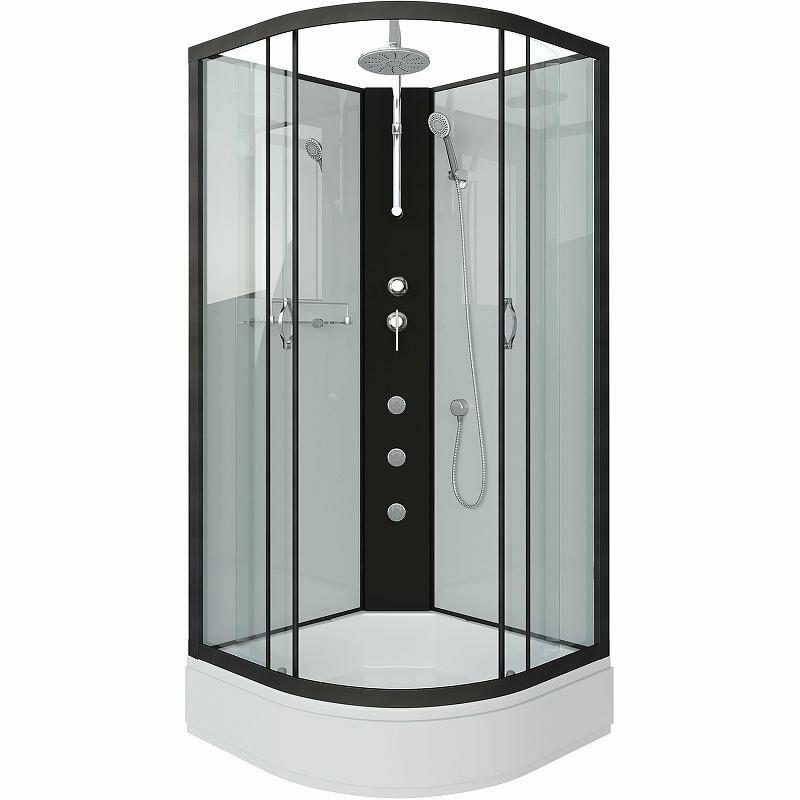 Душевая кабина Niagara Classic 80x80 67031414BKTG черный профиль, с гидромассажом