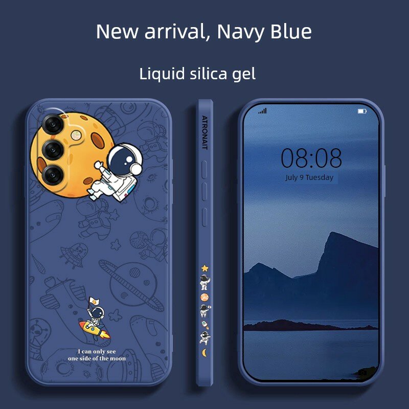Силиконовый чехол для Samsung Galaxy S24+ с рисунком граффити объятие планета, темно-синий, в комплекте защитная пленка