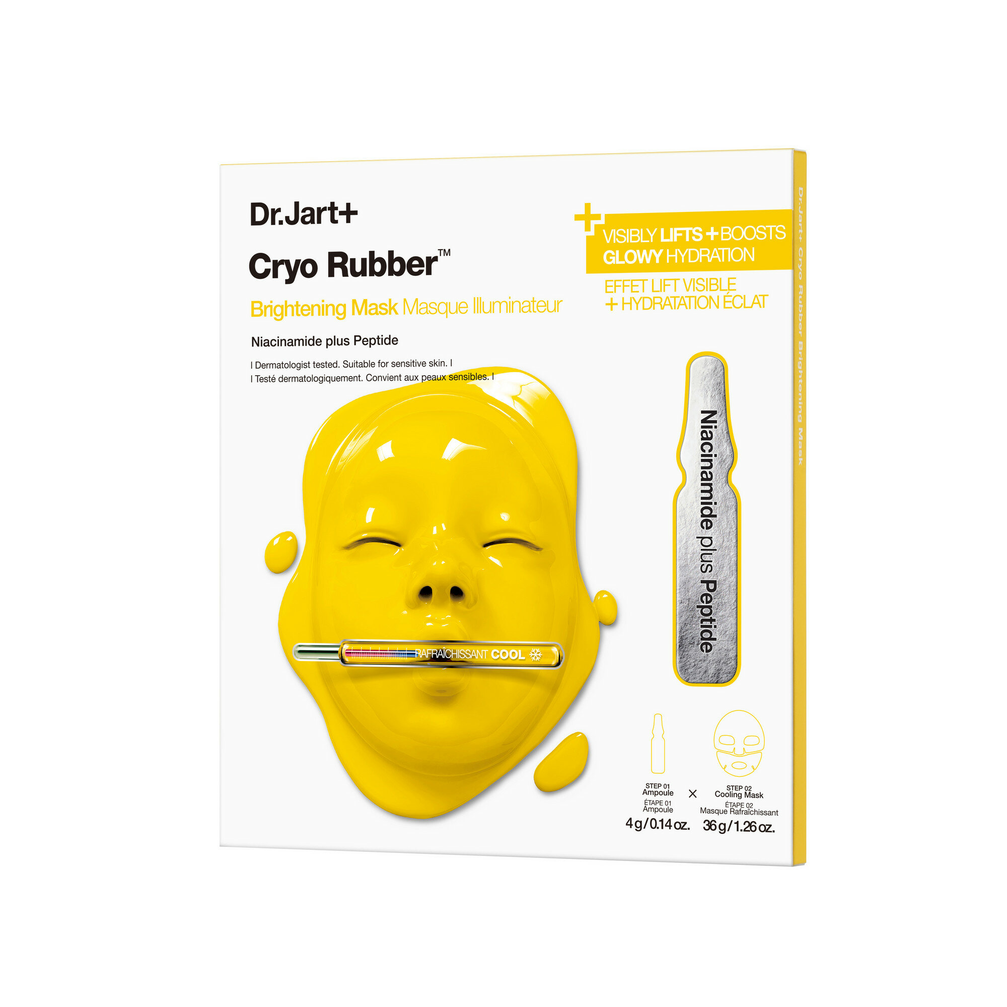 DR JART+ Cryo Rubber Brightening Mask Выравнивающая крио-маска с ниацинамидом и пептидом