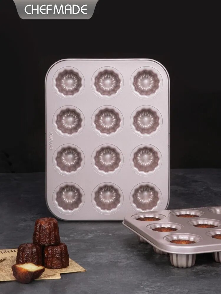 CHEFMADE Форма для выпечки каннеле, прямоугольная 19.4 x 25.5 см, 12 шт, золотистая