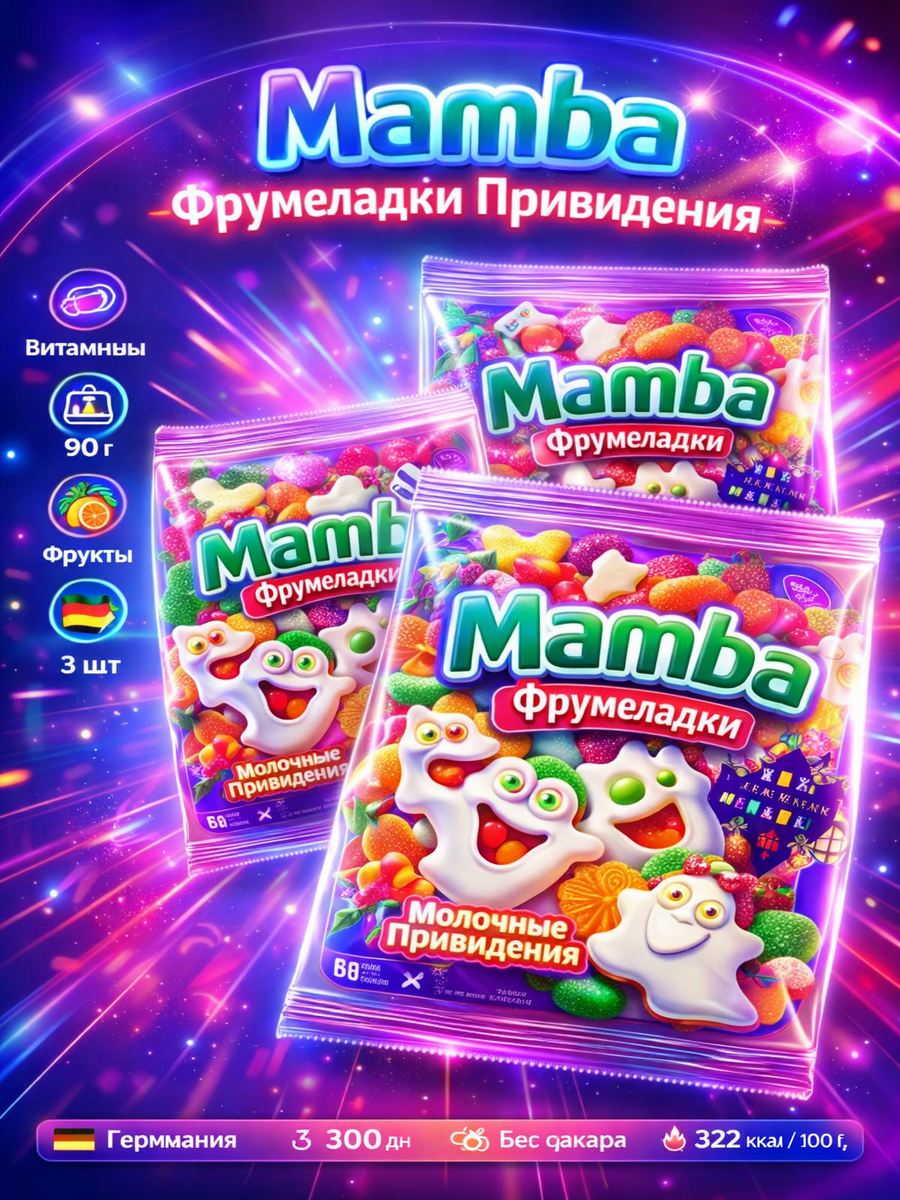Мармелад Mamba Фрумеладки Привидения, 90г x 3 упаковки