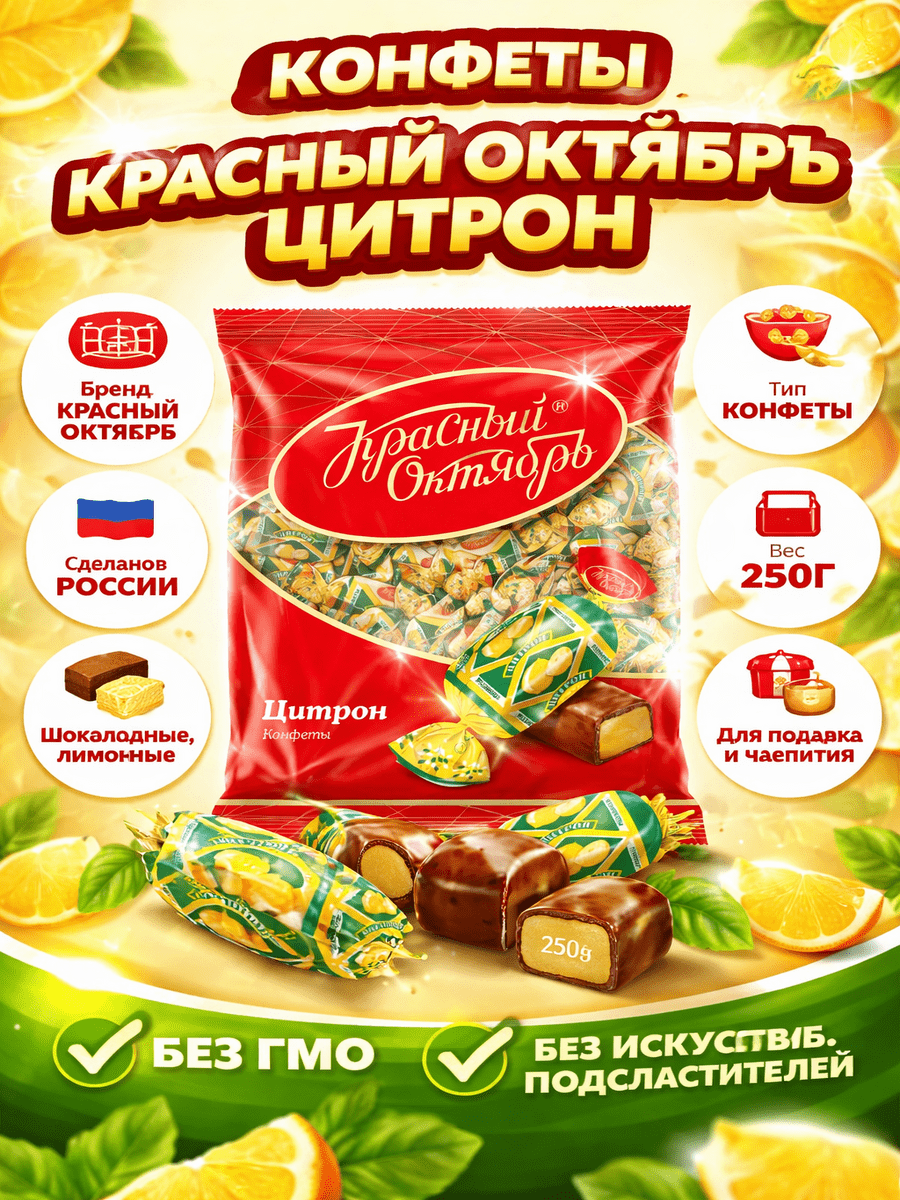 Конфеты Красный Октябрь Цитрон, 250г