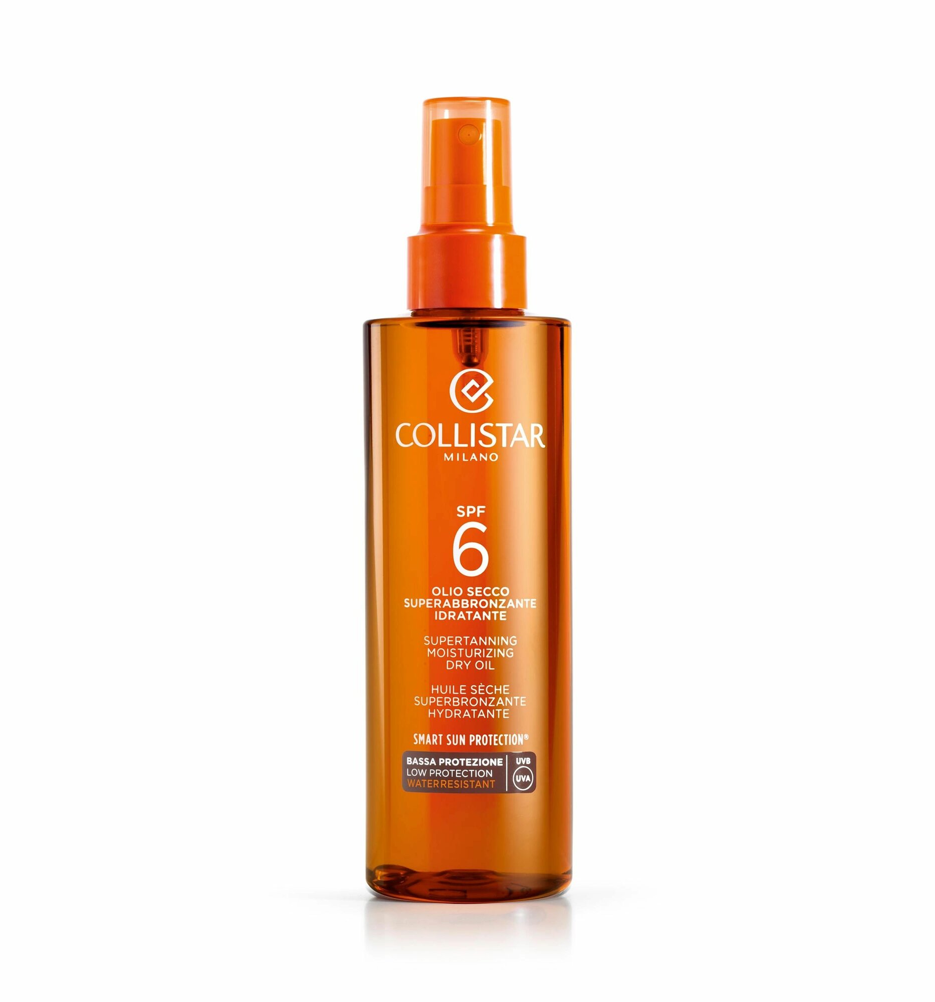 В наборе SPF6 Водостойкое сухое масло Collistar "Supertanning Dry Oil", 200 мл + 2 подарка
