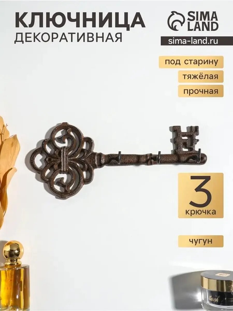 Элегантные чугунные крючки с узором «Ажурный ключ»