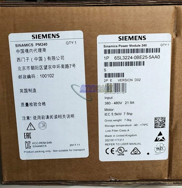 Модуль Siemens 6SL3224-0BE25-5AA0 G120 PM240 7.5KW 6SL3 224-0BE25-5AA0