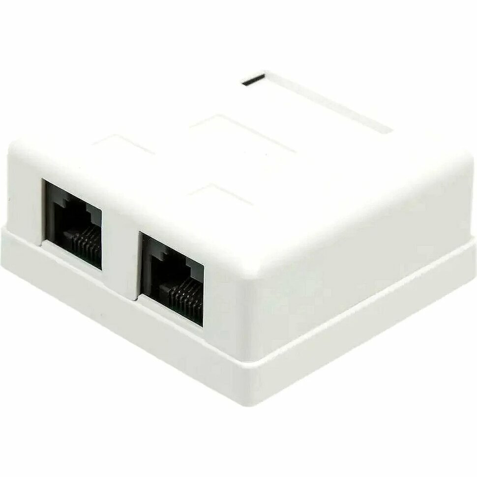 Розетка настенная TWT TWT-SM2-4545-WH 2 порта RJ-45 кат. 5е, UTP, белая, 2125709