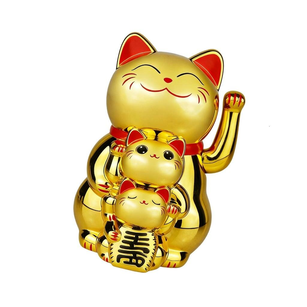 Фигурки кошек-талисманов, Золото - S