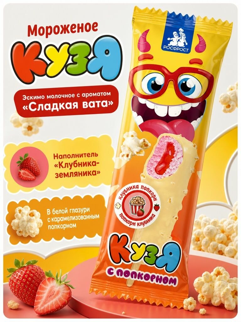 Мороженое эскимо кузя с попкорном 45г