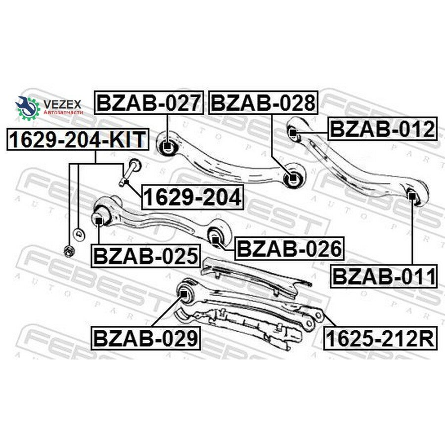 FEBEST 1629-204-KIT болт С эксцентриком (комплект) 1629-204-KIT