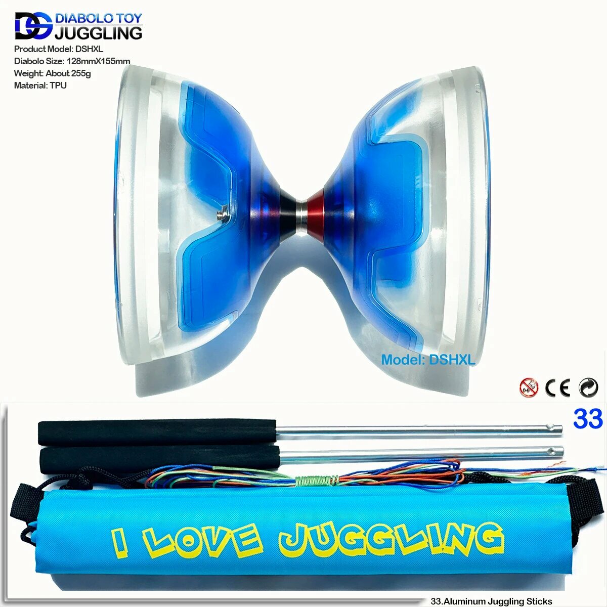 DSJUGGLING Диаболо Blue 33, синий, 255г