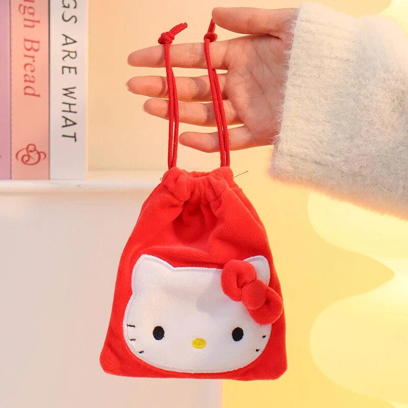 MINISO Sanrio Hello Kitty Kuromi Marumofubiyori Cogimyun Милая мультяшная плюшевая игрушка-кошелек на завязках, подарок,