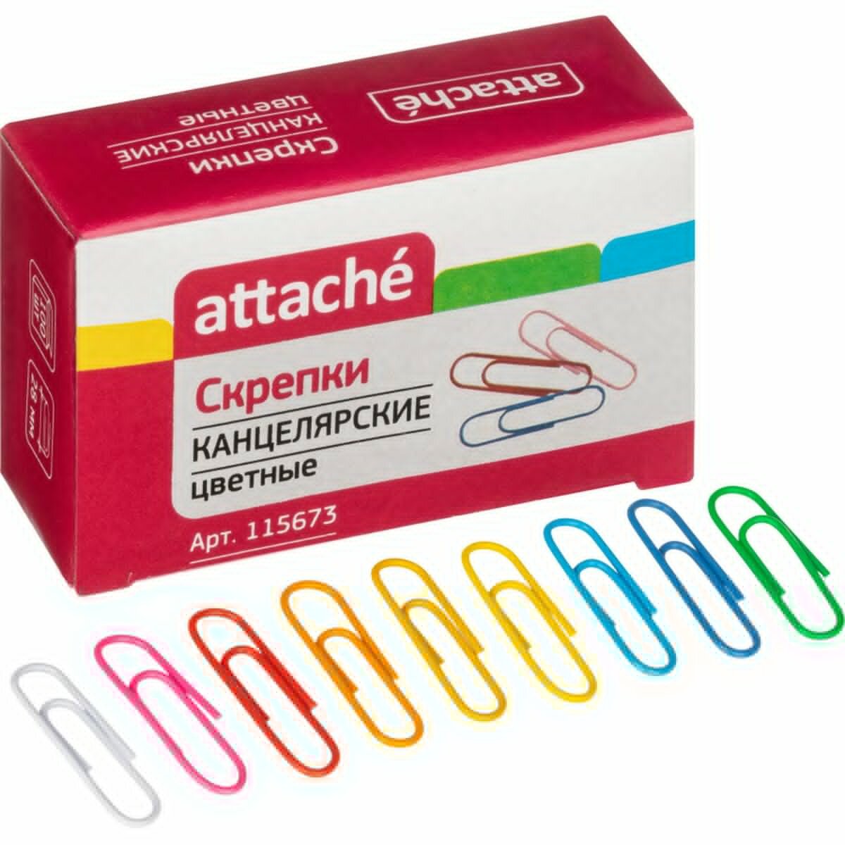 Скрепки Attache (28мм, металлические, круглые, полимерное покрытие) 100шт, 10 уп.