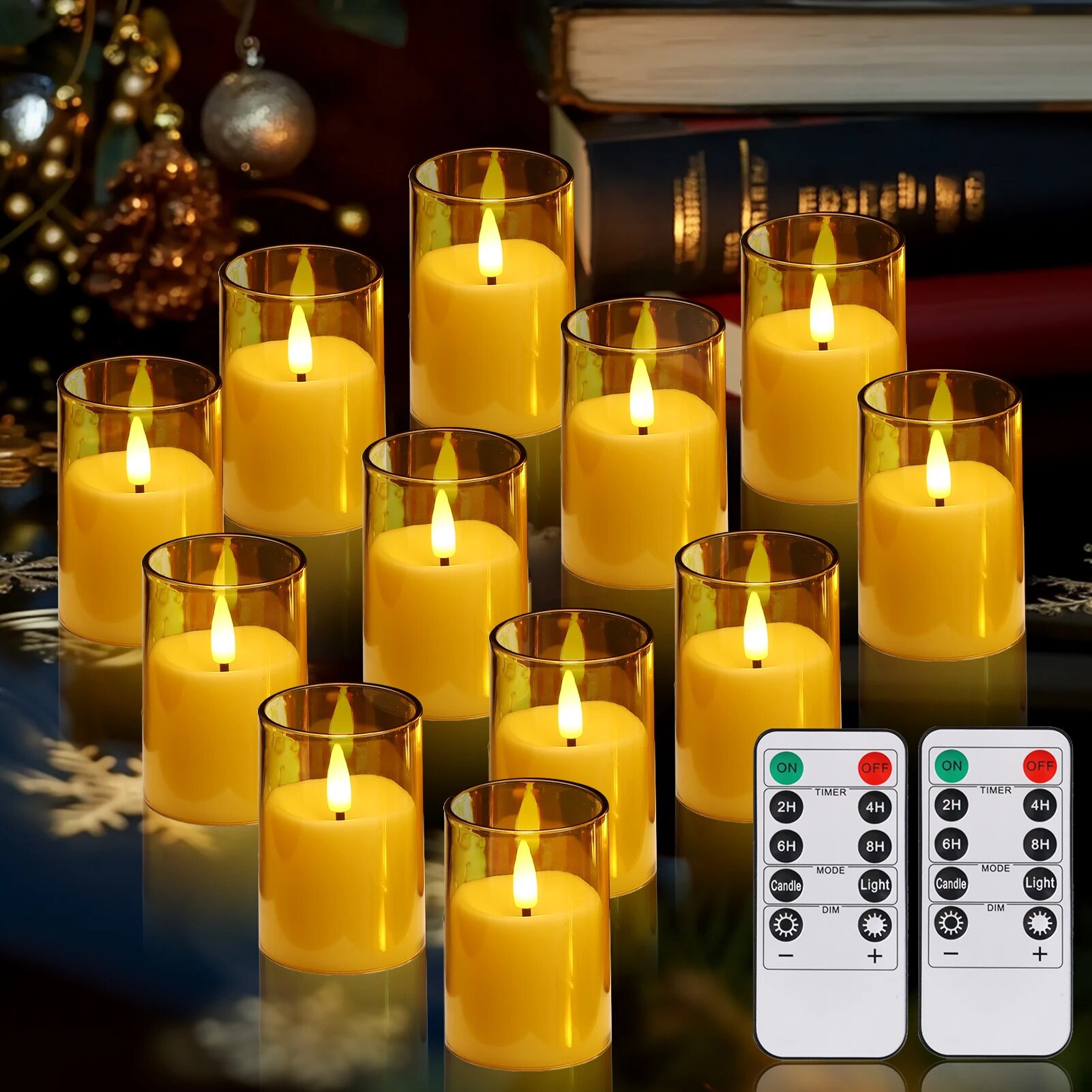Электронные свечи чорная 3D WICK с пультом и таймером 12PC Gold