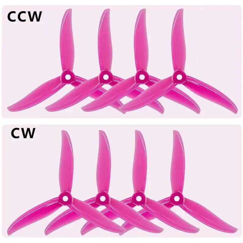 Gemfan SBANG 4934 5" Freestyle пропеллеры 3-лопастные 4 пары CW/CCW Розовый, 4CW 4CCW Pink
