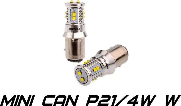 Светодиодная лампа P21/4W Optima MINI-CREE, CAN, CREE XB-D*10, 5500K, 12-24V, (BAZ15d), двухконтактная, 1 лампа