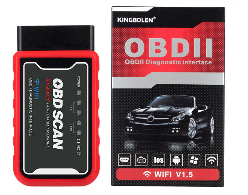 Диагностический автосканер OBD2 "Kingbolen" ELM327 V1.5/IOS/ANDROID/Wi-Fi для чтения кодов неисправностей