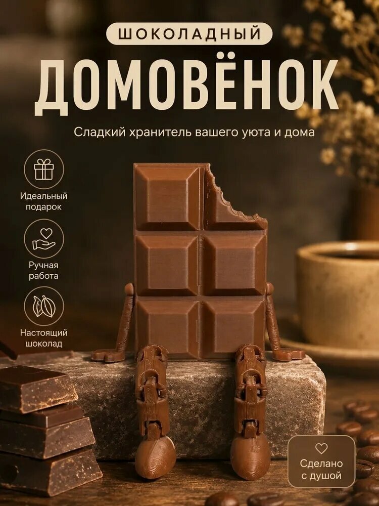Фигурка декоративная шоколад-укушенный, высота 6 см, длина 5 см
