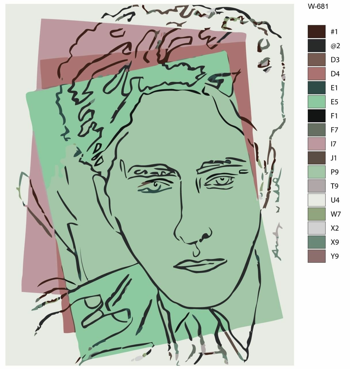 Картина по номерам W-681 "Репродукция картины - Jean Cocteau. xудожник Энди Уорxол" 80x100