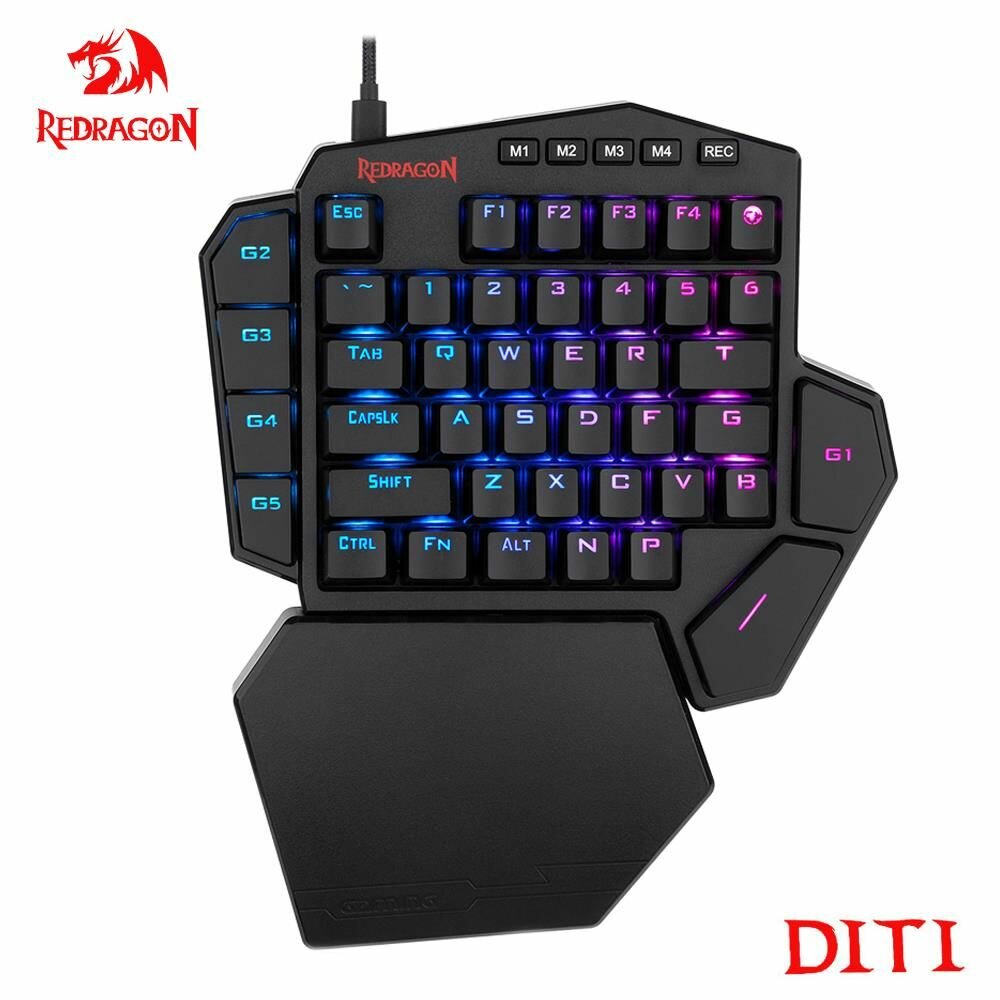 REDRAGON DITI K585 RGB 47 механическая игровая клавиатура USB с одной рукой, синие переключатели, 42 клавиши, геймер для компьютера, ноутбука